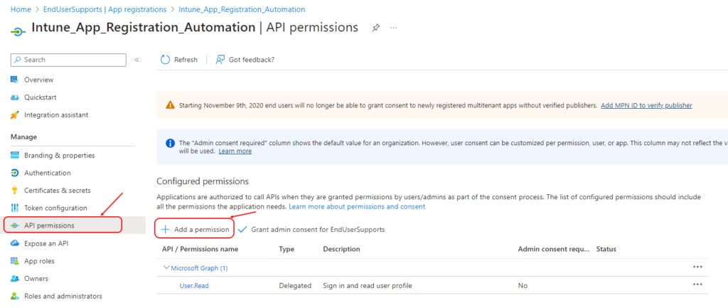 App Registration for Intune – endusersupports.com