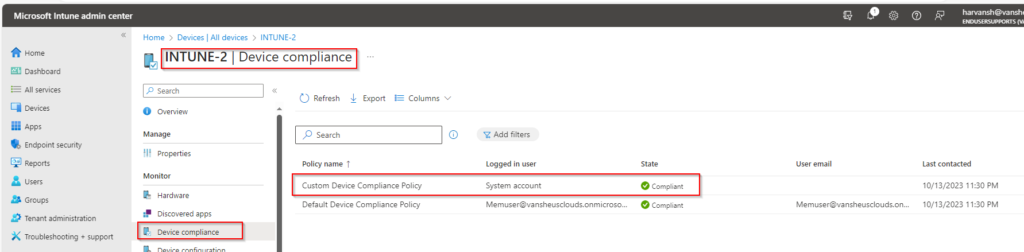 Custom Device Compliance Policy in Intune – endusersupports.com